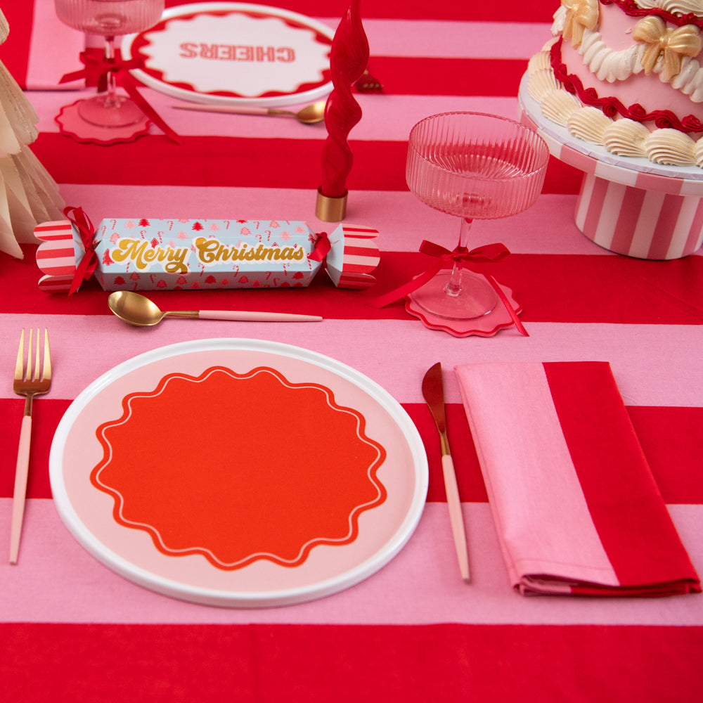 Red Pink Striped Tablecloth | Table Linen – ohitsperfect