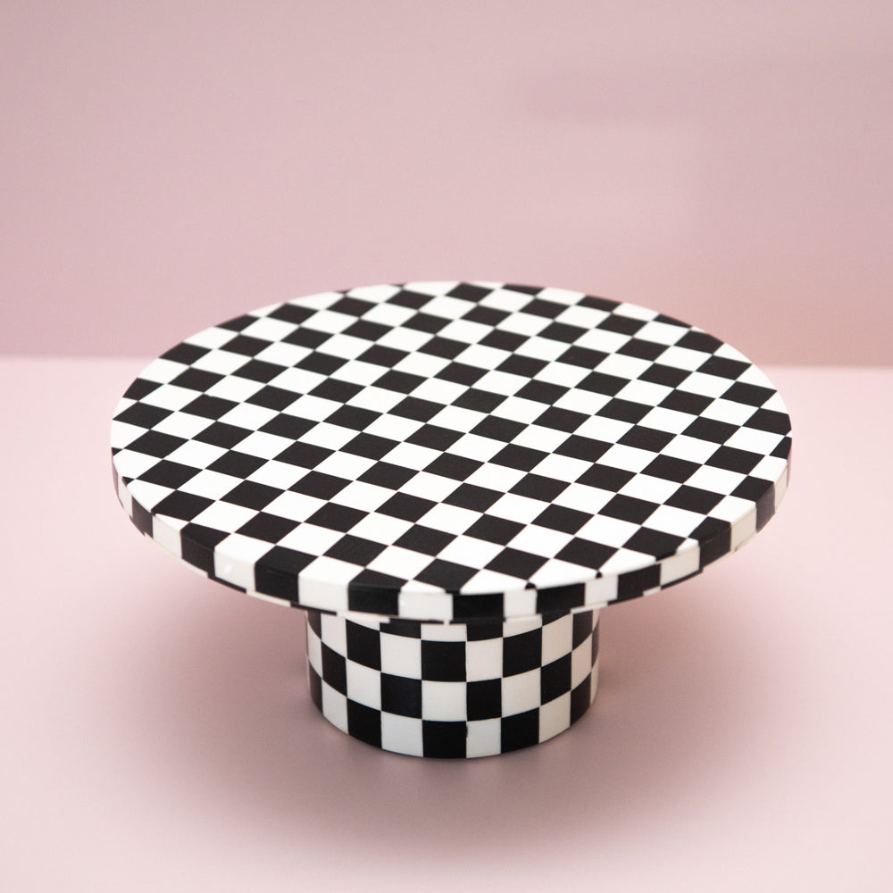 Black White Checkered Cake Stand | Cake Risers, Platters & Stands ...