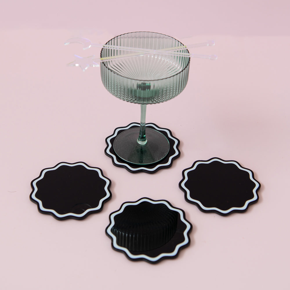Double Wave Monochrome Acrylic Coaster Set | Coasters – ohitsperfect