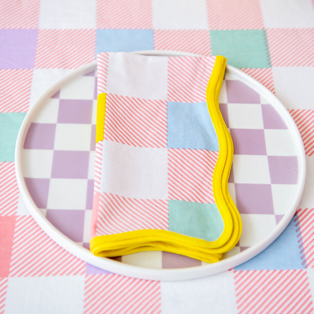 Pastel Check Napkin Set (6) | Pastel Napkin Set – ohitsperfect