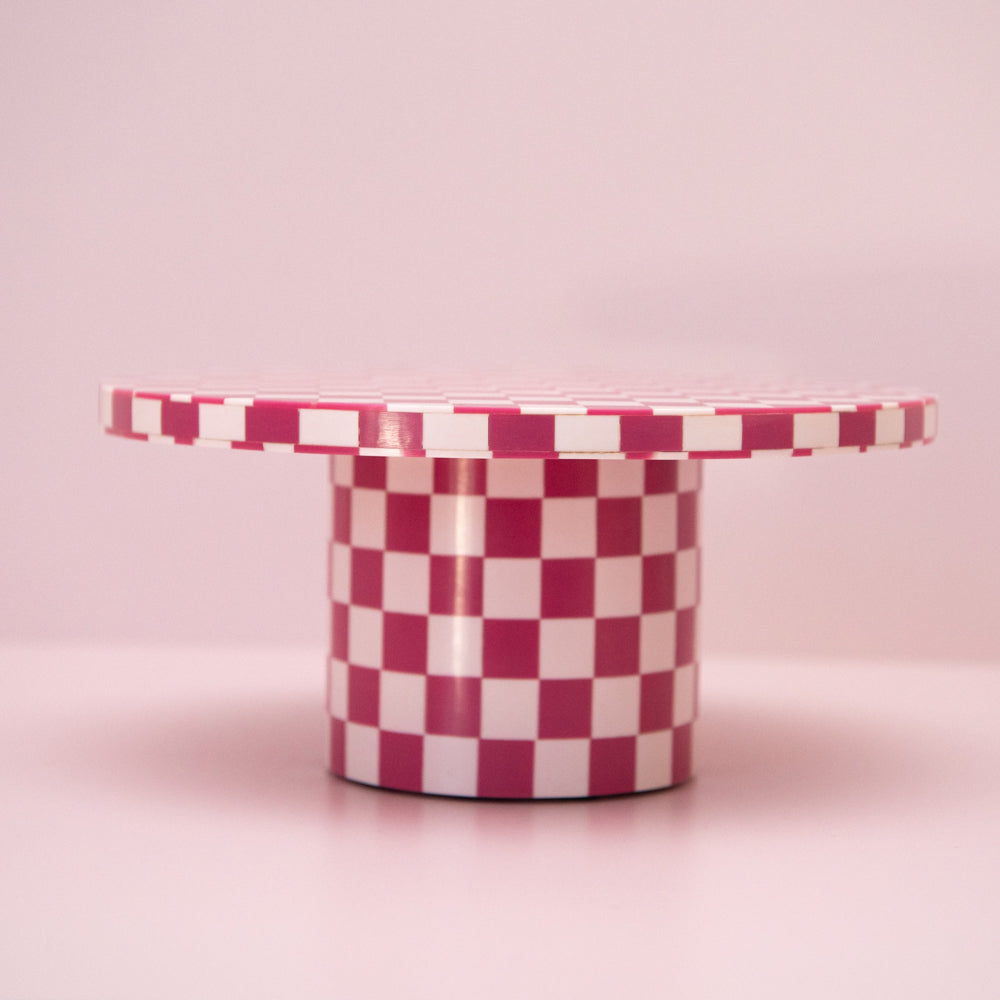 Pink Checkered Cake Stand | Cake Risers, Platters & Stands – ohitsperfect