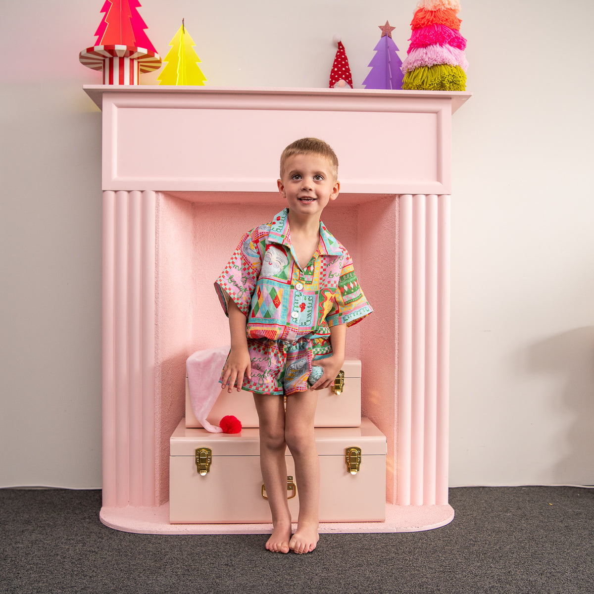 Fa La La French Linen Kids PJ Set | Kids Christmas Sleepwear Set ...