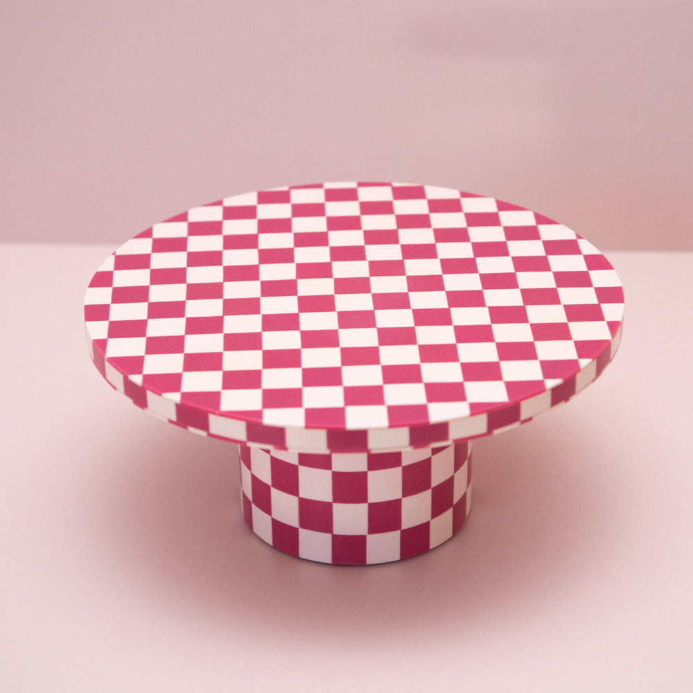 Pink Checkered Cake Stand | Cake Risers, Platters & Stands – ohitsperfect